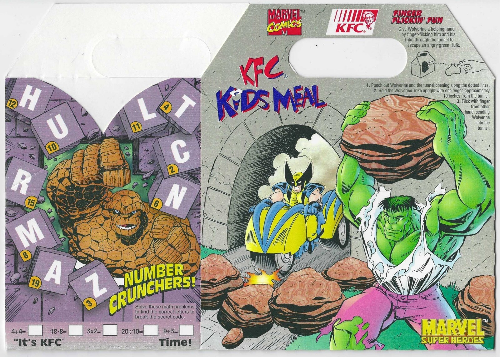 1997 MARVEL SUPER HEROES KFC KIDS MEAL BOX NEW UNFOLDED SPIDERMAN ...