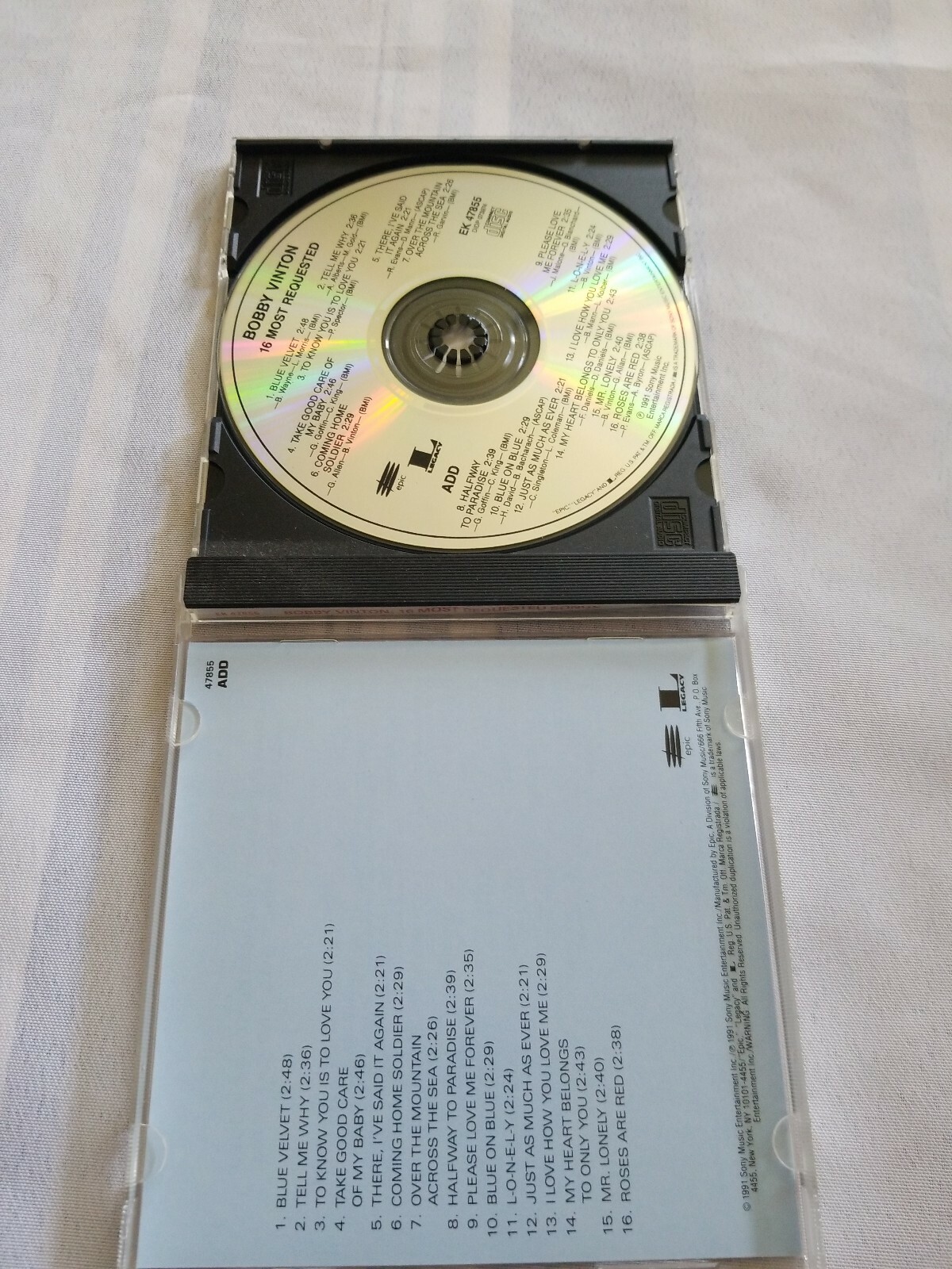 16 Most Requested Songs by Bobby Vinton (CD, 1991, Sbme Special Mkts ...