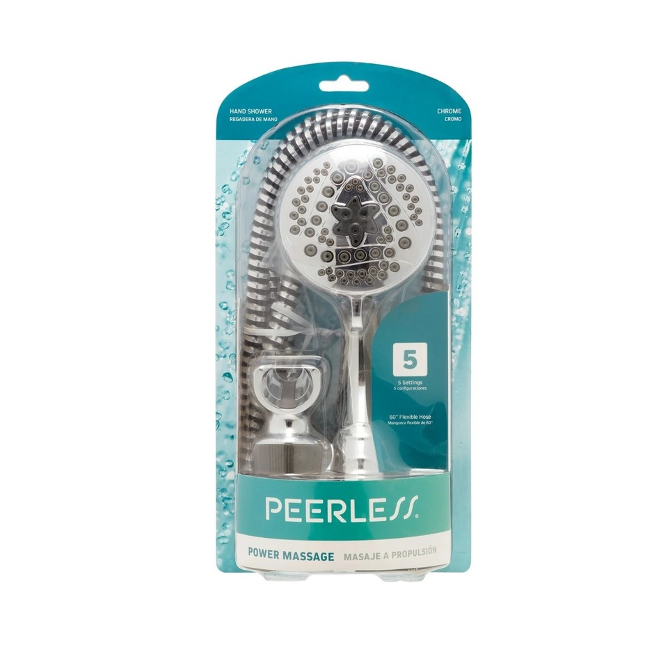 Modified Peerless High Pressure Shower Head Hand Held 5 Patterns Chrome ...
