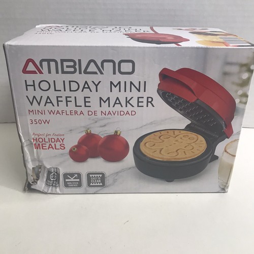 Holiday Gingerbread Man Mini Waffle Maker Non-Stick 4" Cooking Surface ...
