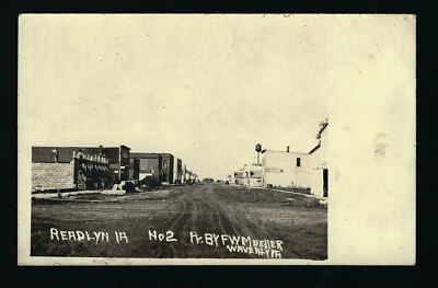 Readlyn Iowa IA c1907 RPPC Main Street, Constructing a Block Building ...