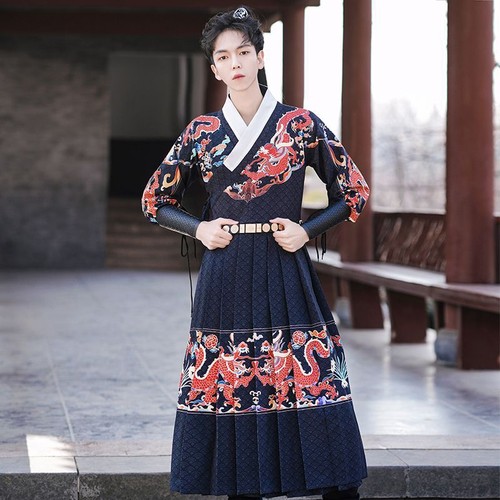 Mens Chinese Traditional Flying Fish Hanfu MIng Dynasty Costume Ancient ...