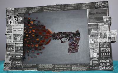 Original Art Glass On Acrylic Collage Poster Gun Violence Awareness ...