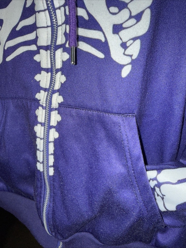 Skeleton Purple Full Zip Up Hoodie Women's Medium Goth Grunge Unique | eBay