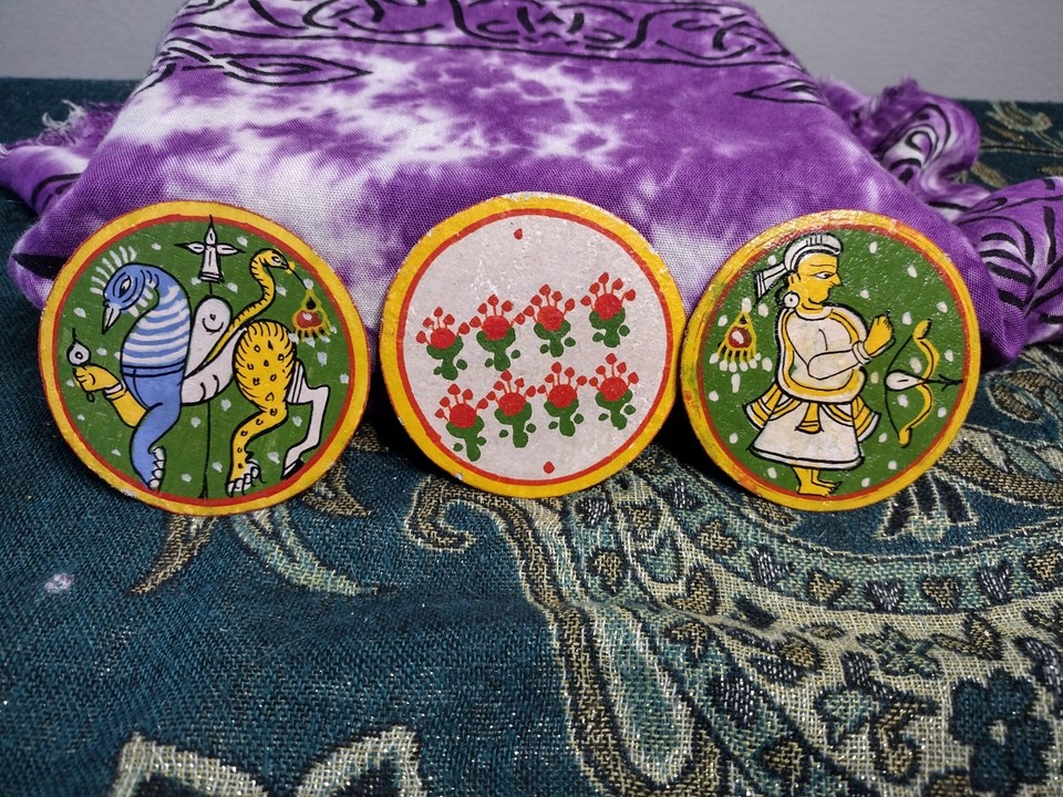 Ganjifa Cards Hand Painted Year Unknown 3inch | eBay