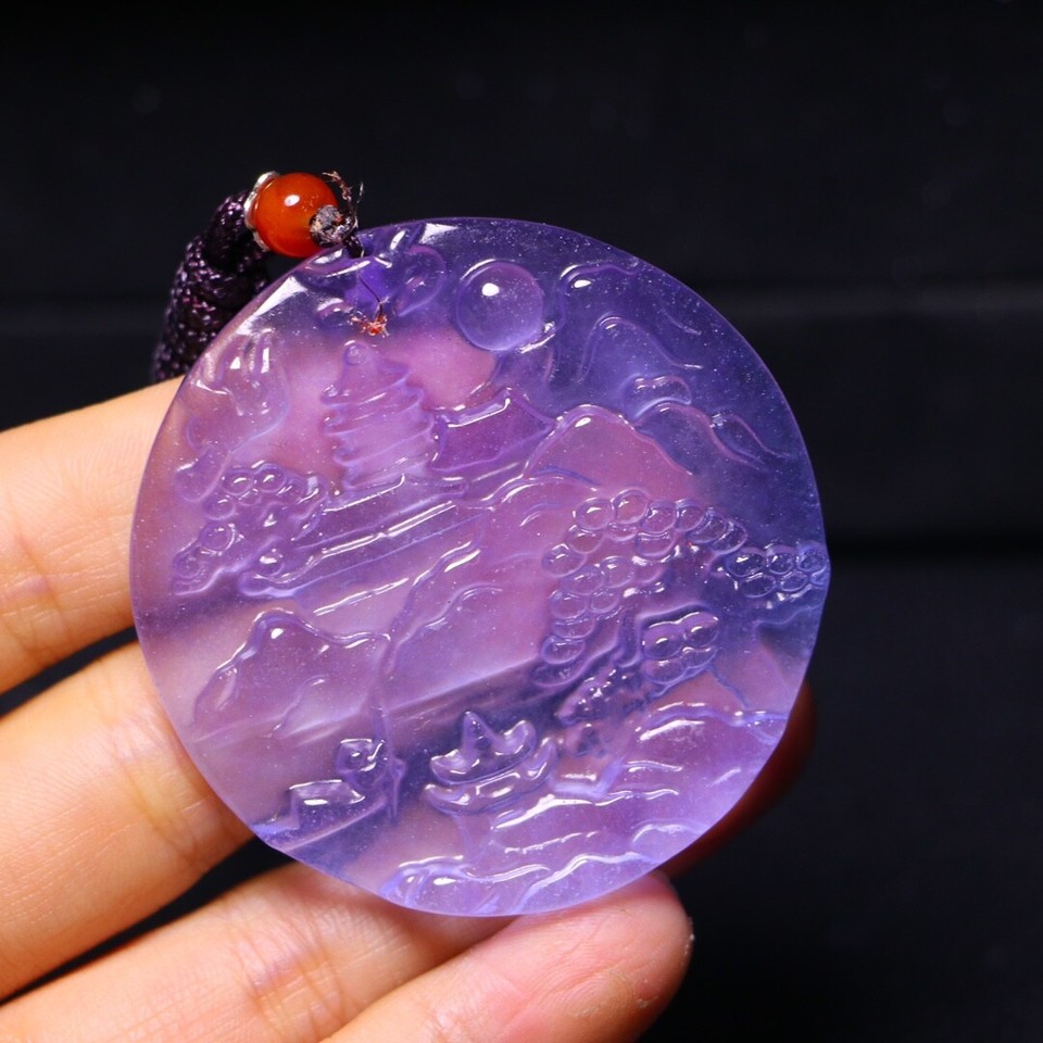 Perfect High Ice Chinese Jadeite Jade Precision Carving Landscape ...