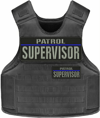 PATROL SUPERVISOR EMBROIDERY PATCH 4X11 AND 2X5 VELCR@ ON BACK GRAY ON ...