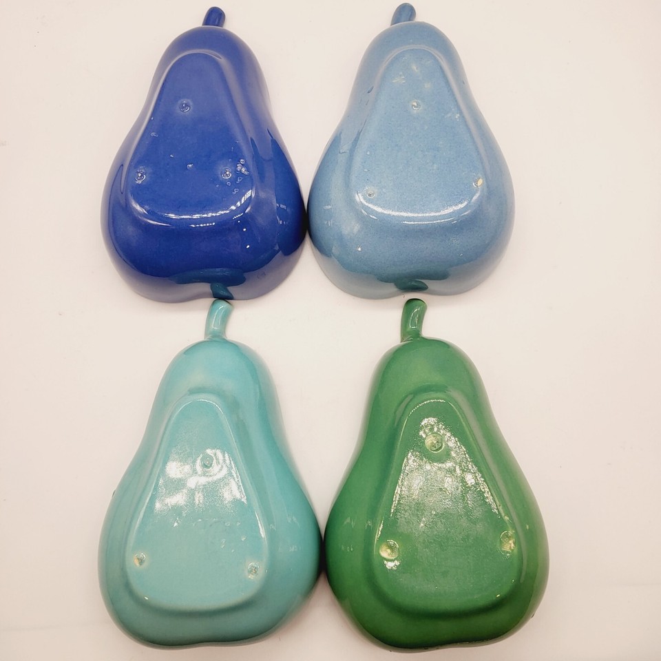 Vintage Joaquin Pottery Pear Bowls/Trinket Dish Rare 4 Blues And Greens ...