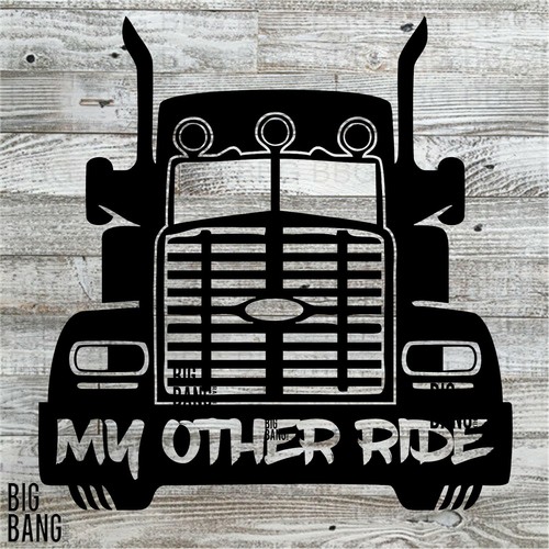 Funny Trucker Vinyl Sticker My Other Ride Old School Rig Joke Friend ...