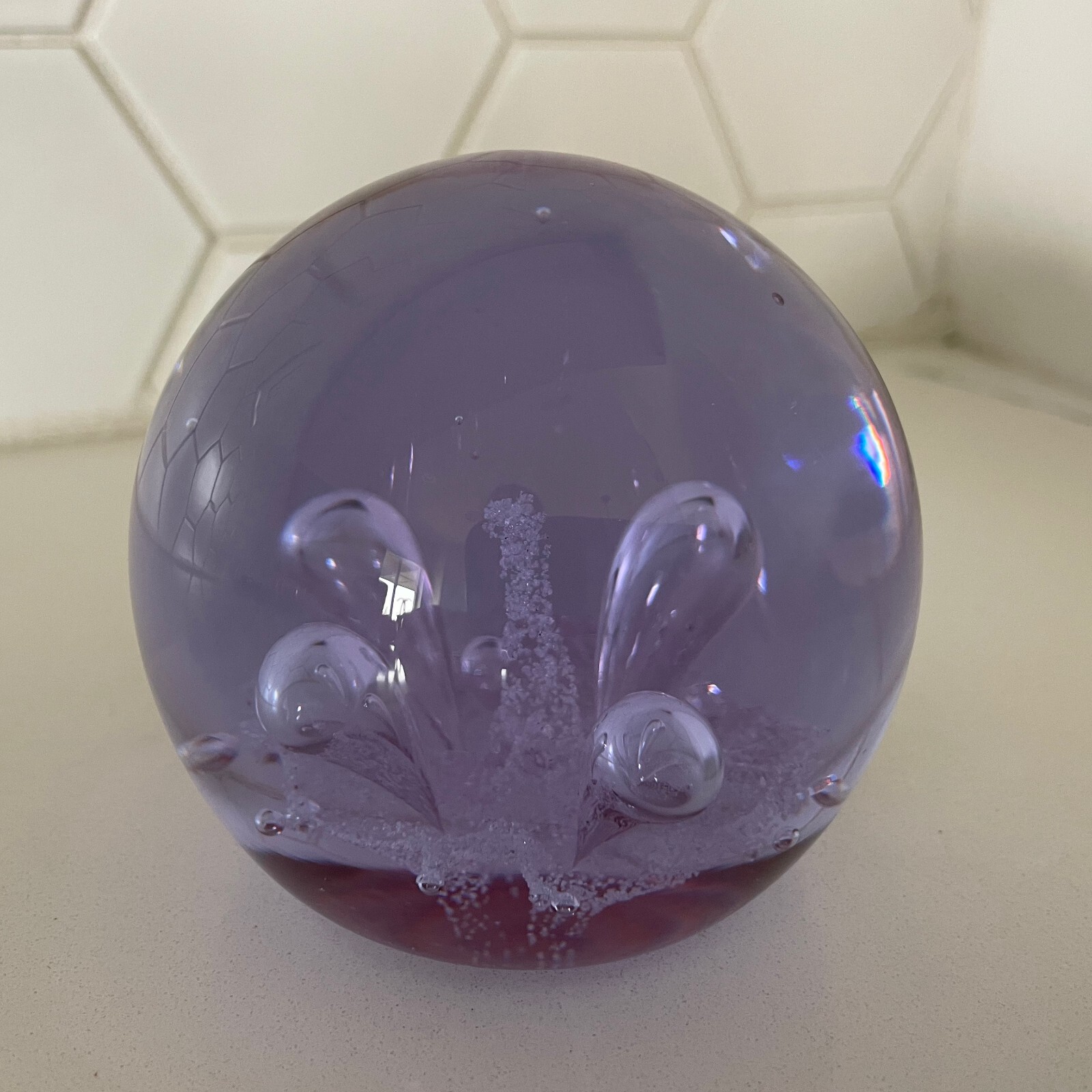 Caithness Moonflower Purple Art Glass Paperweight Signed Numbered ...