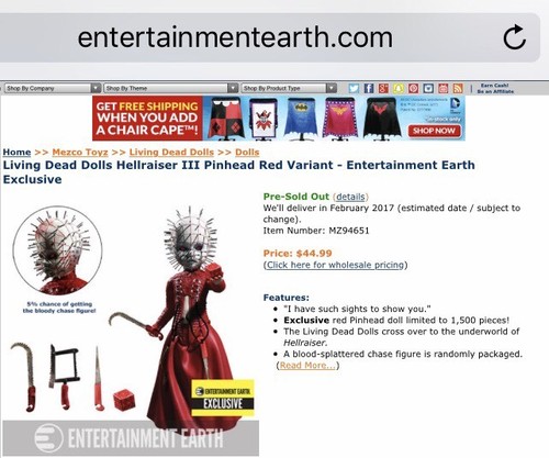 LIVING DEAD DOLLS RED PINHEAD BLOODY VARIANT PLEASE READ DESCRIPTION ...