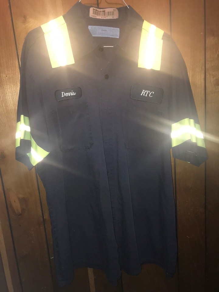 Mechanic Button Up Shirt Work Uniform Short Sleeve and hi-visility | eBay