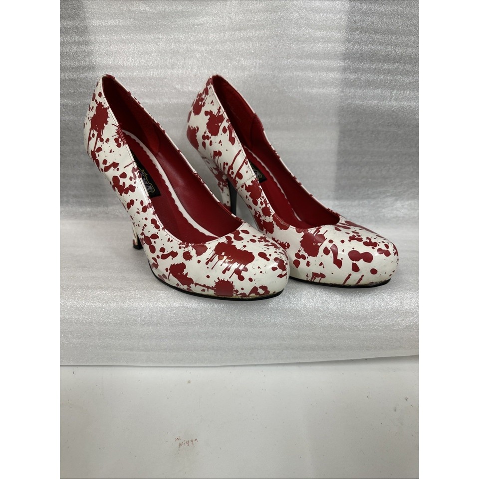 Phantasma Women's White Red Splatter Platform High Heel Pumps Shoes ...