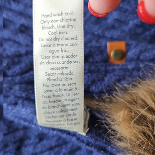 Frye and Co Scarf Deep Indigo Cable Knit Faux Fur Pom Scarf Blue | eBay