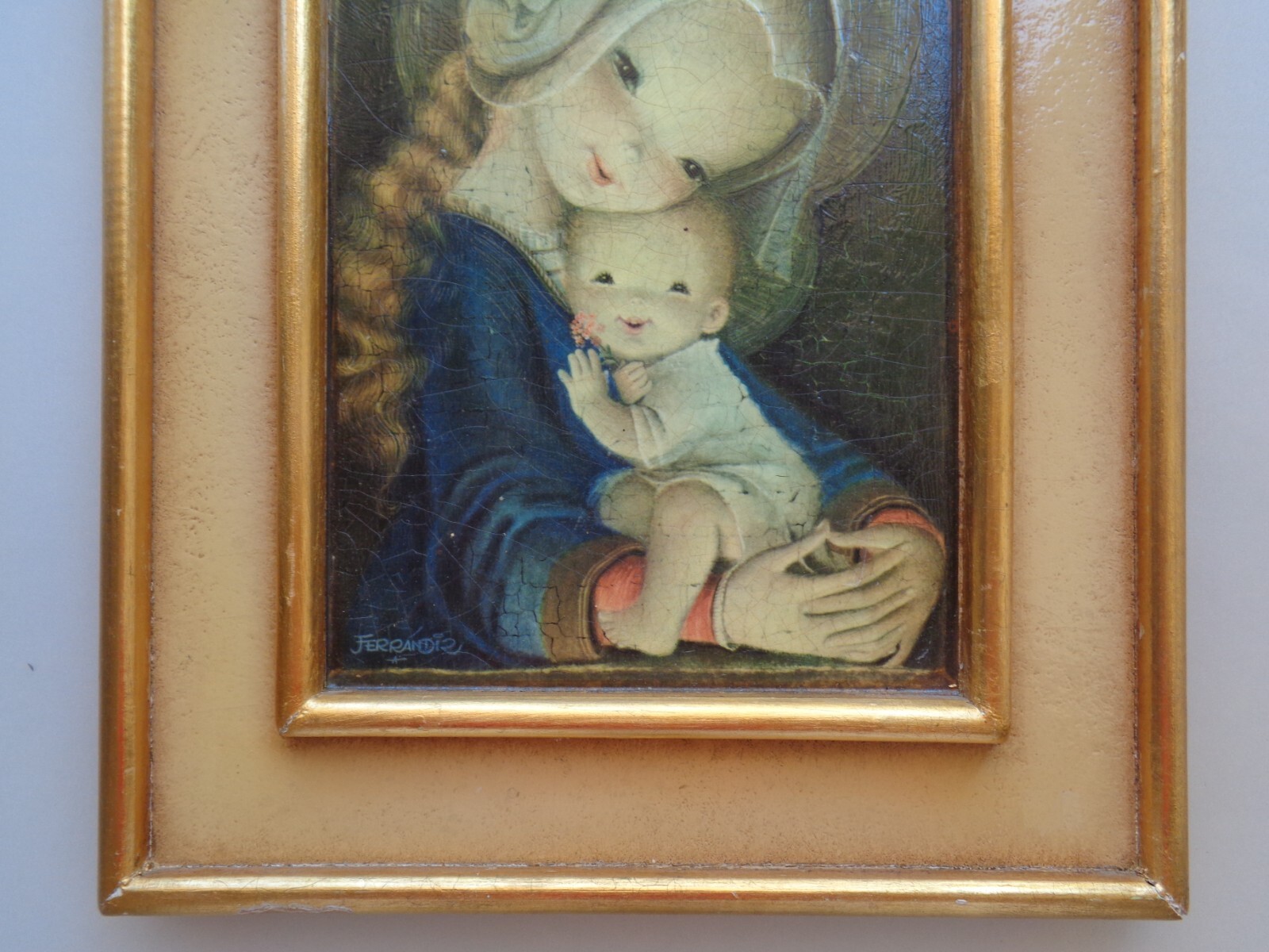 Anri Juan Ferrandiz Flower Virgin Print Painting Madonna Child Mary ...