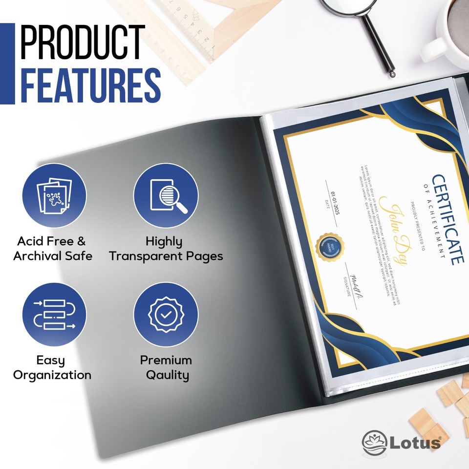 A2 Black Display Book 10 20 40 Pocket Presentation Folder Document ...