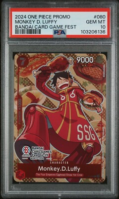 PSA 10 GEM MINT One Piece Monkey D. Luffy Promo Bandai Card Game Fest P ...
