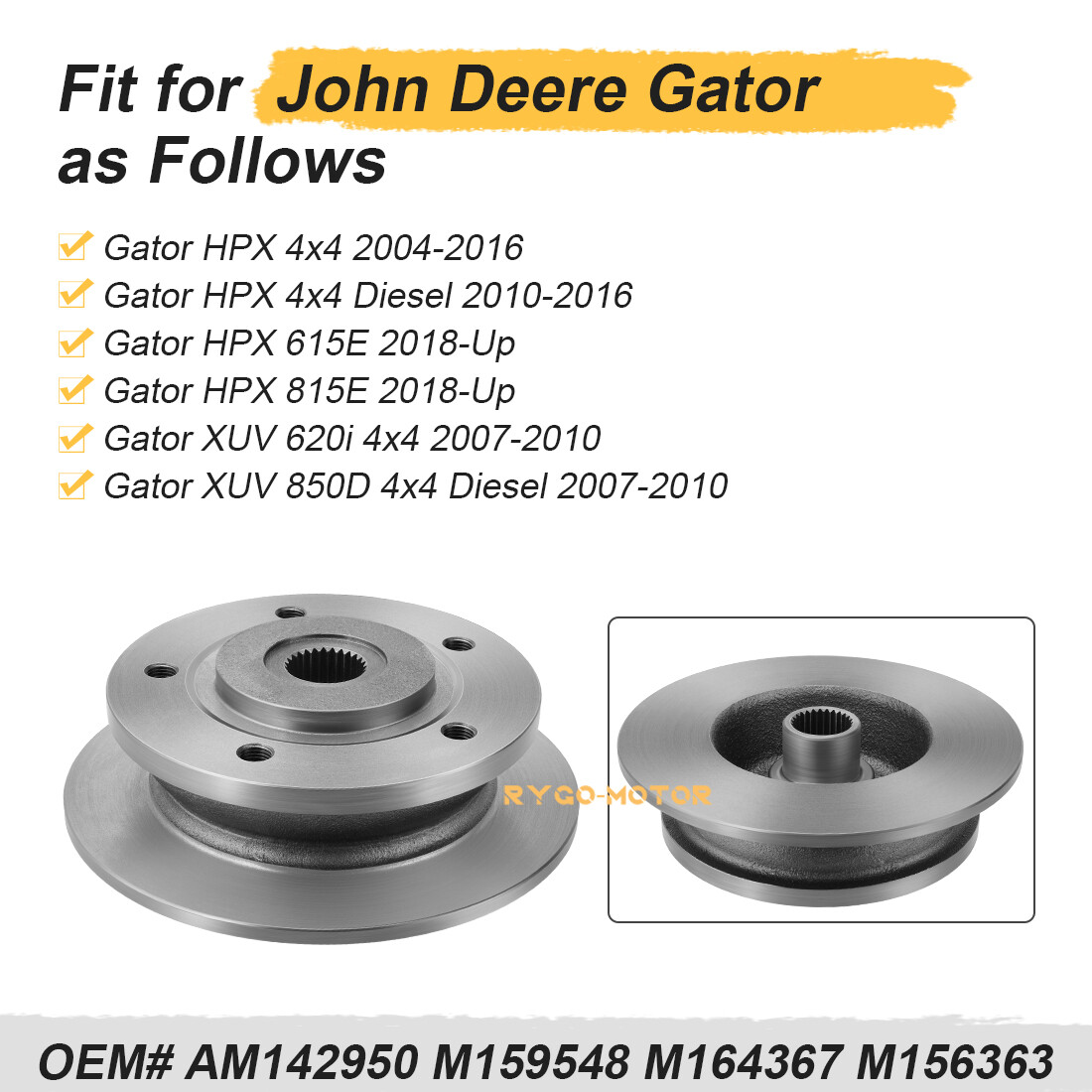 (2) Brake Disc Hubs for John Deere Gator HPX 615E 815E Diesel XUV 620i ...