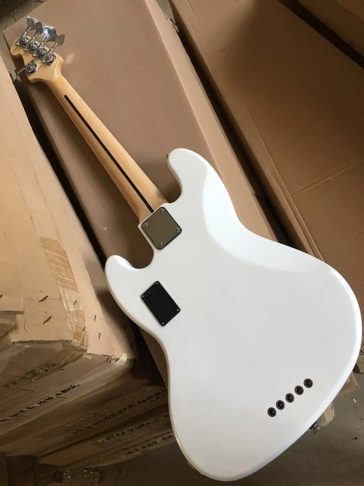 Factory Customized White Electric Bass 5 Strings Electric Guitar Active ...