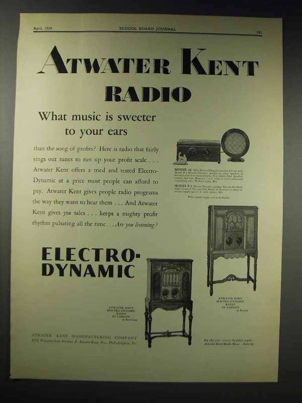 1929 Atwater Kent Radio Ad - 46 Receiver, F-2 Speaker | eBay