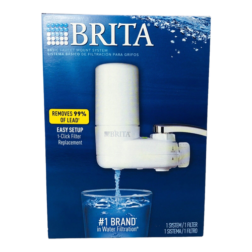 Brita Basic Faucet Mount Water Filtration System White Easy Setup Model ...