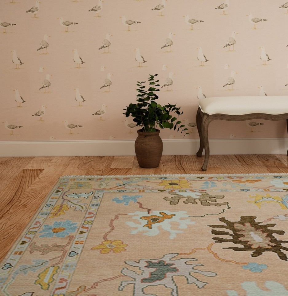 Peach Rugs | Oushak Area Rug | Knotted Rug | Living Room Rugs | Nurser ...