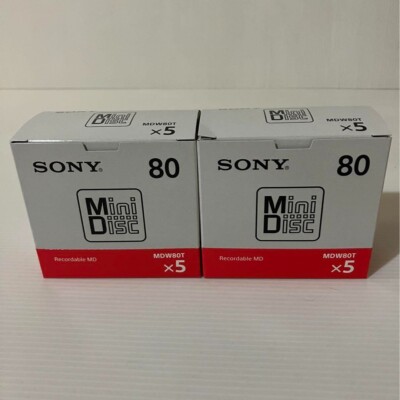 SONY MDW80T MD Blank Minidisc 80 Minutes Recordable Lot of 10 discs set ...
