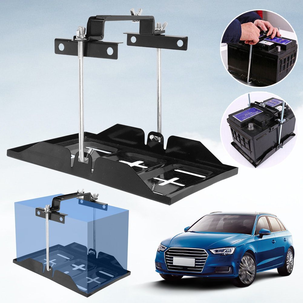 Universal Car Battery Tray Metal Adjustable Hold Down Clamp Bracket Kit ...