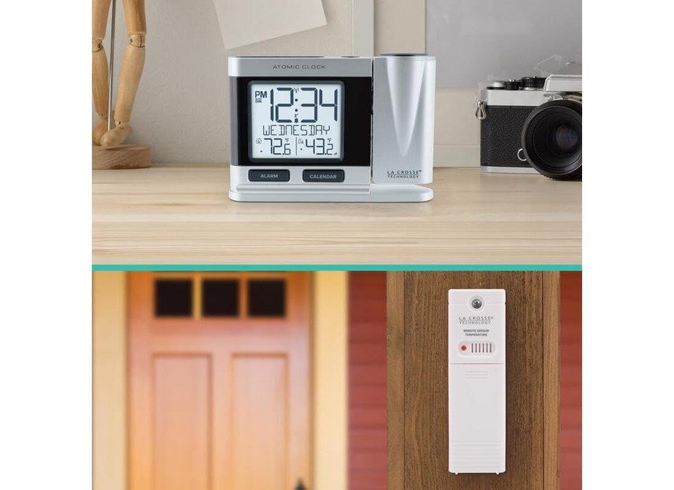 La Crosse Technology 2.5 in. Silver Atomic Projection Alarm Clock LCD ...
