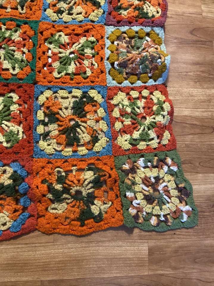 Handmade Crochet Blue Multicolor Granny Square Afghan Throw Blanket ...