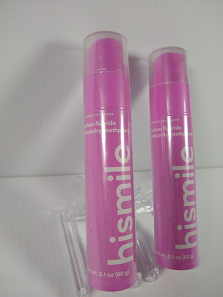 (2) hismile Sodium Fluoride Anticavity Toothpaste Watermelon 2.1 OZ Exp ...