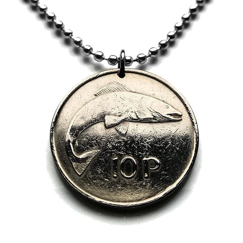 Ireland Éire 10 Pce coin pendant salmon fish Irish harp cláirseach ...