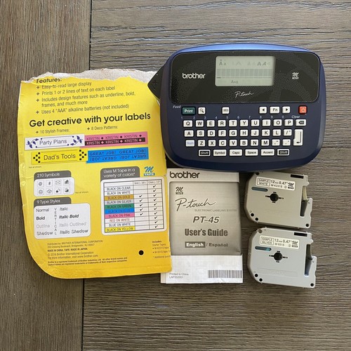 Brother Label Maker P-Touch Handheld PT-45 Tested with Manual Tape and ...