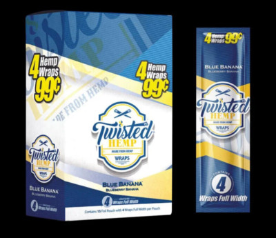 😎 TWISTED WRAPS 4 LEAF PACK 🔥 15 COUNT BOX 💚 60 ROLLING PAPERS 💙 BLUE BANANA | eBay