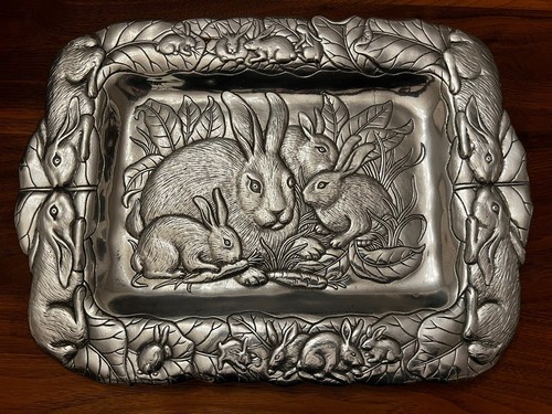 Vintage Arthur Court Bunny Rabbits LARGE Serving Platter Tray Easter ...