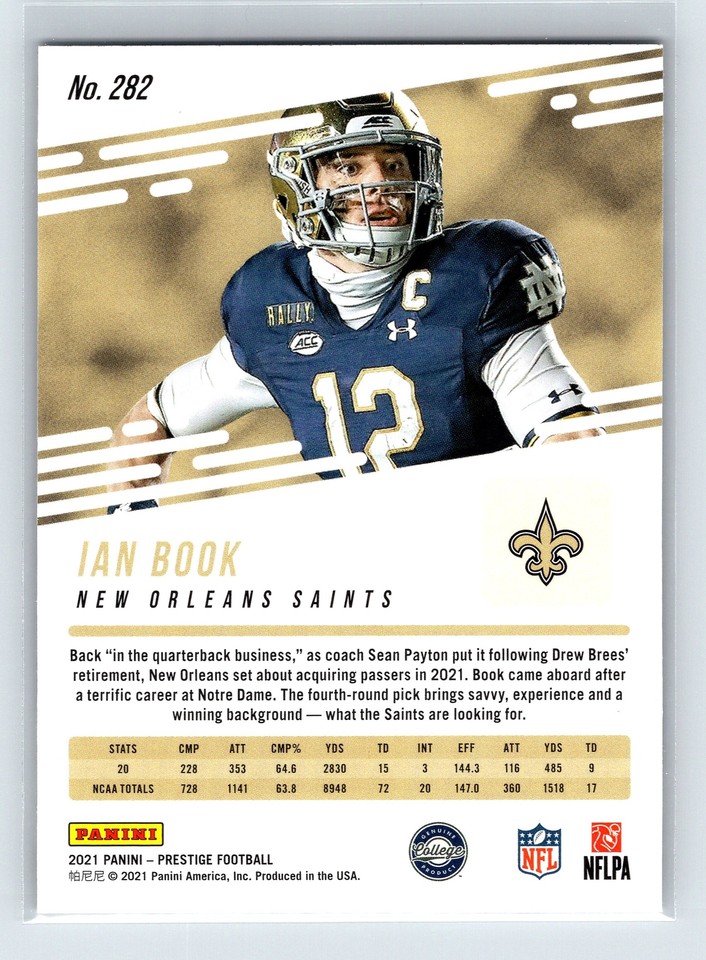 2021 Panini Prestige Ian Book #282 Football Rookie New Orleans Saints ...