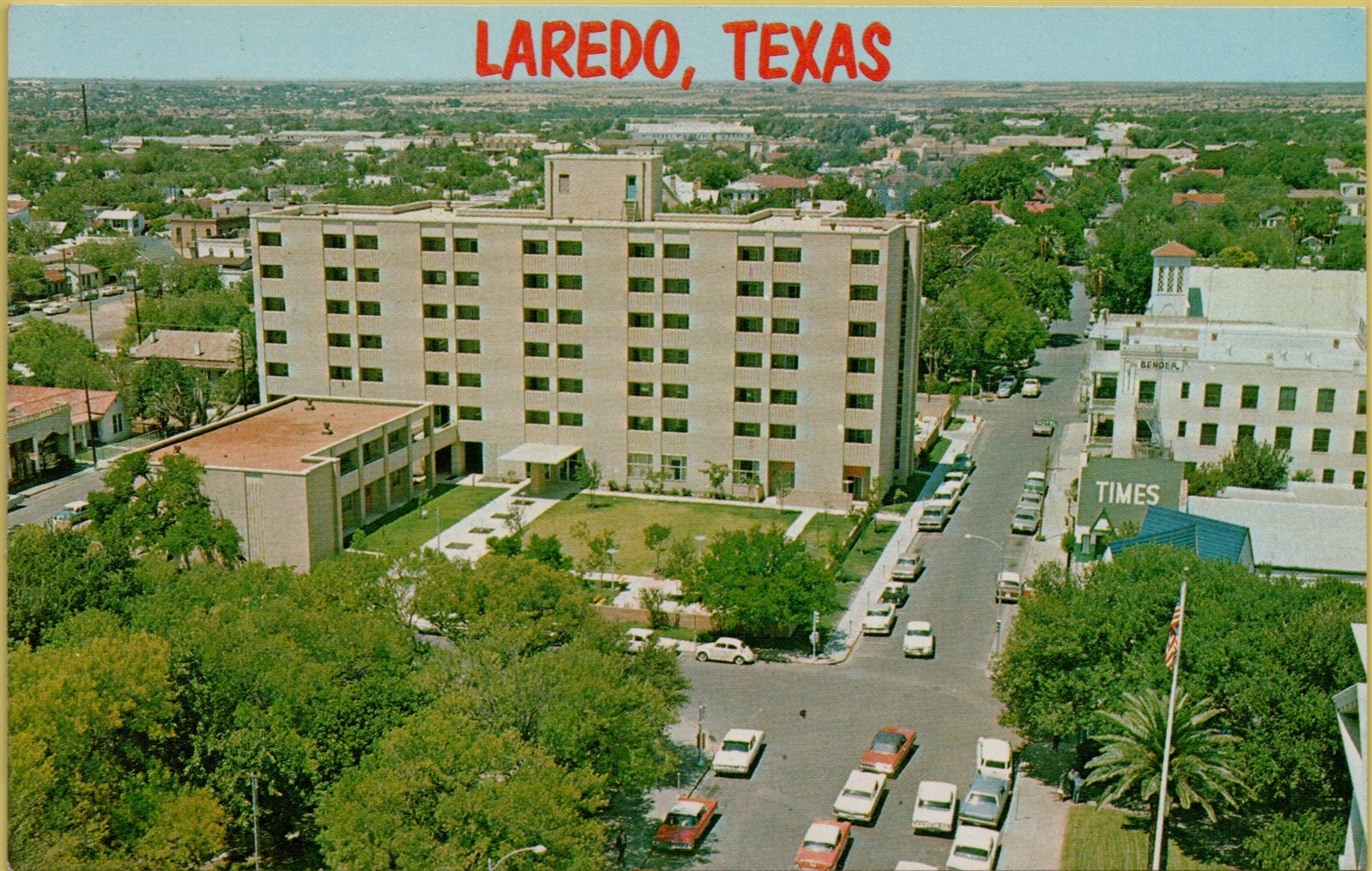 Air Aerial View Matamoros Street Classic Old Cars Laredo TX Postcard ...