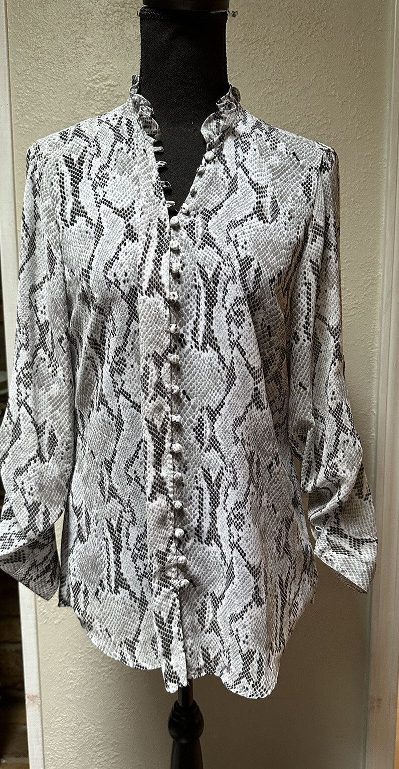 Express The Portofino Shirt Slim Button Up Blouse Snake Skin Reptile ...