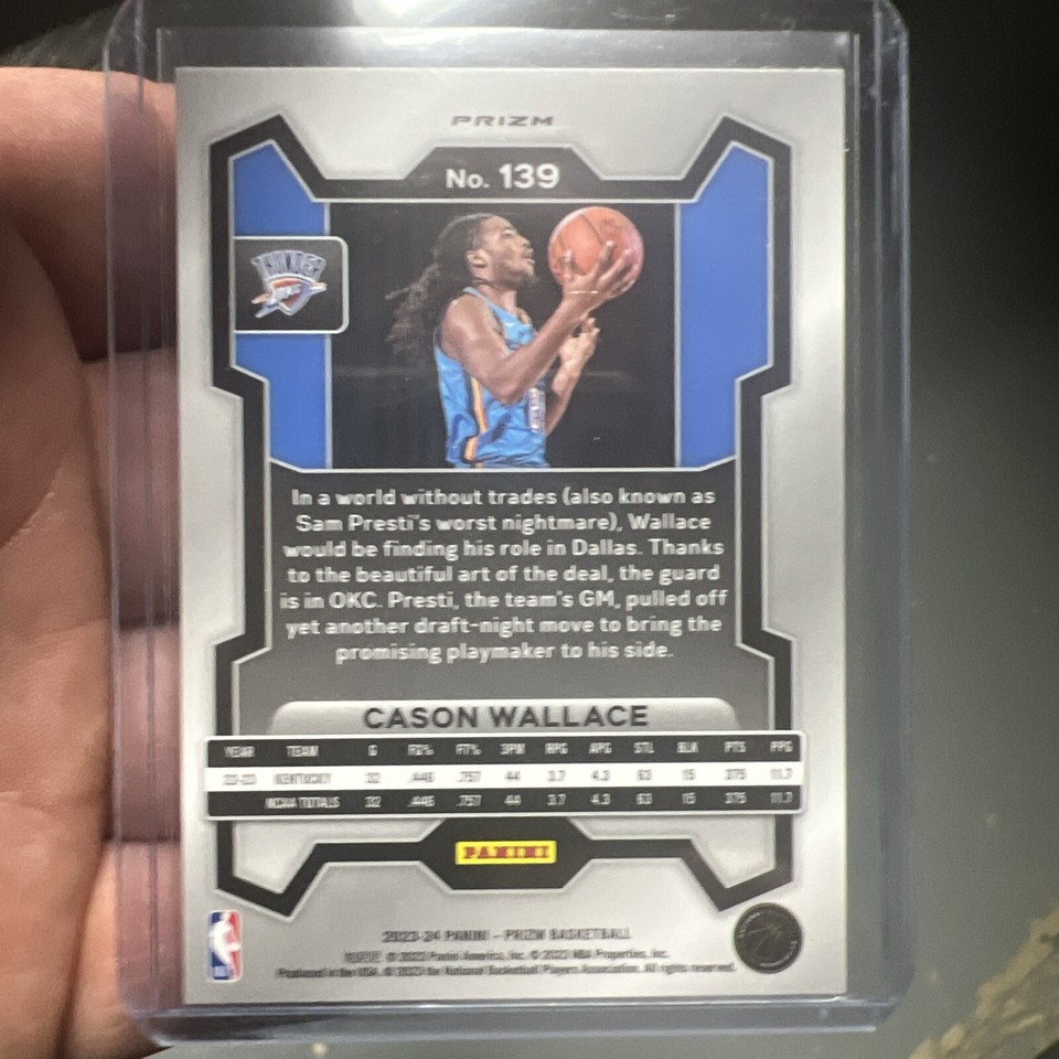 2023-24 Panini Prizm Cason Wallace Rookie RC #139 Oklahoma City Thunder ...