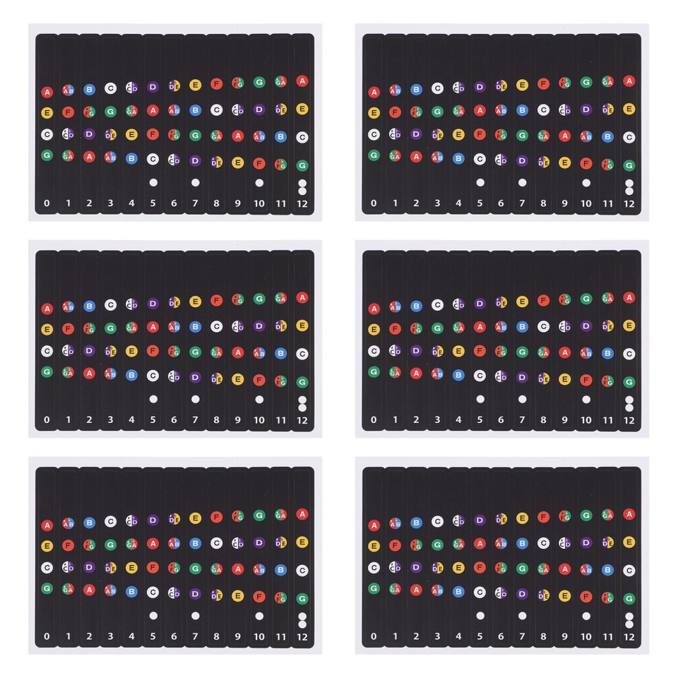 6 Sheets Ukulele Stickers Guitar Fingerboard Fretboard Note Map Decals ...