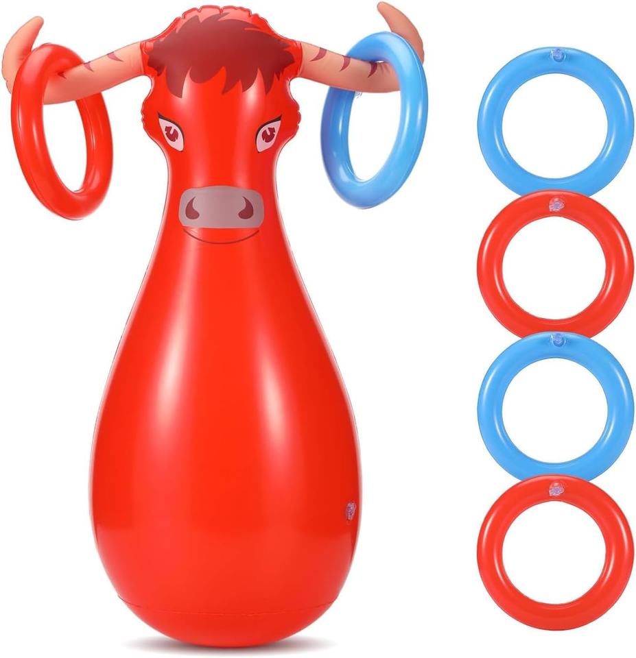 Inflatable Bull Ring Toss Set Include Inflatable Bull 6 Rings Farm ...