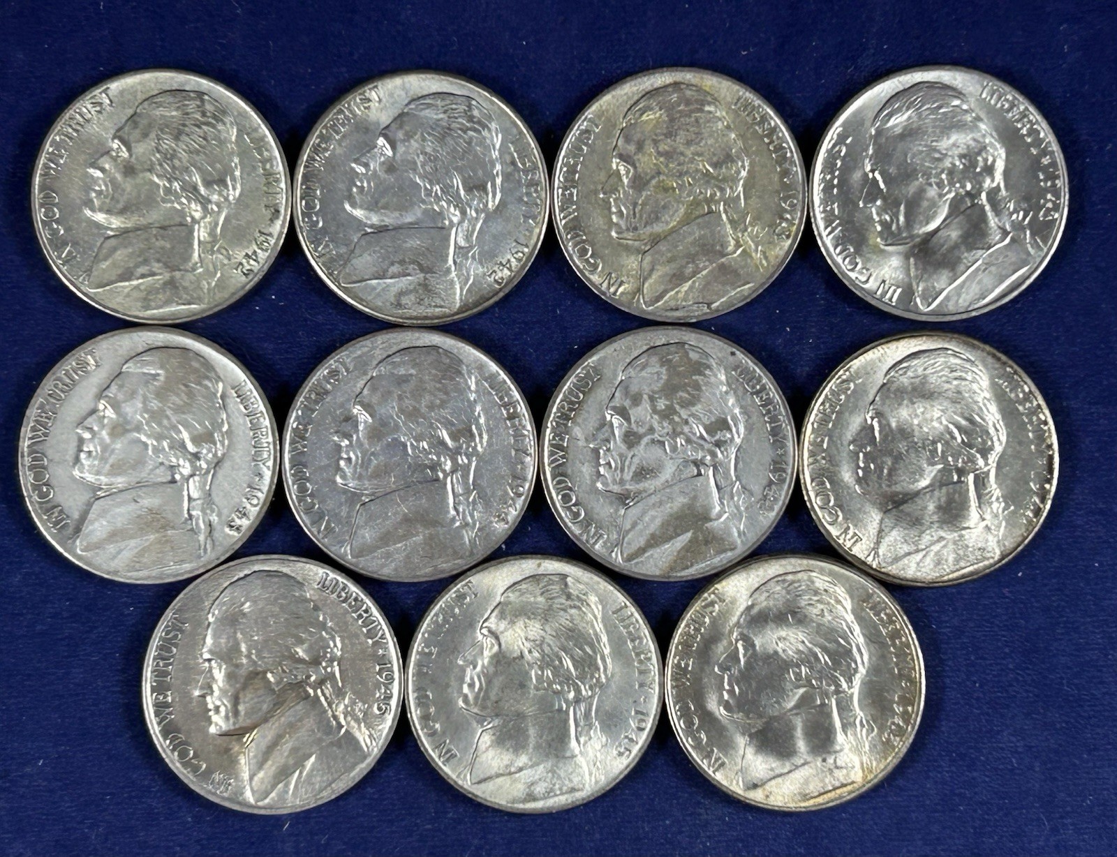 COMPLETE SET of 11 JEFFERSON SILVER WAR NICKELS | eBay