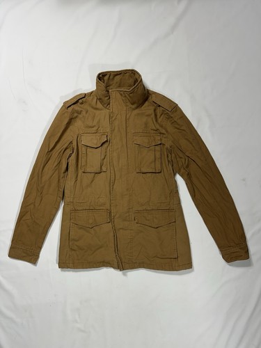 Tan Utility Chore Jacket M Fleece Lined Zip Field Military Bleecker ...
