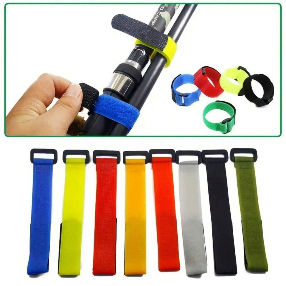10 X FISHING ROD BANDS STRAPS FASTENERS FOR MADE UP RODS REUSABLE TIES ...