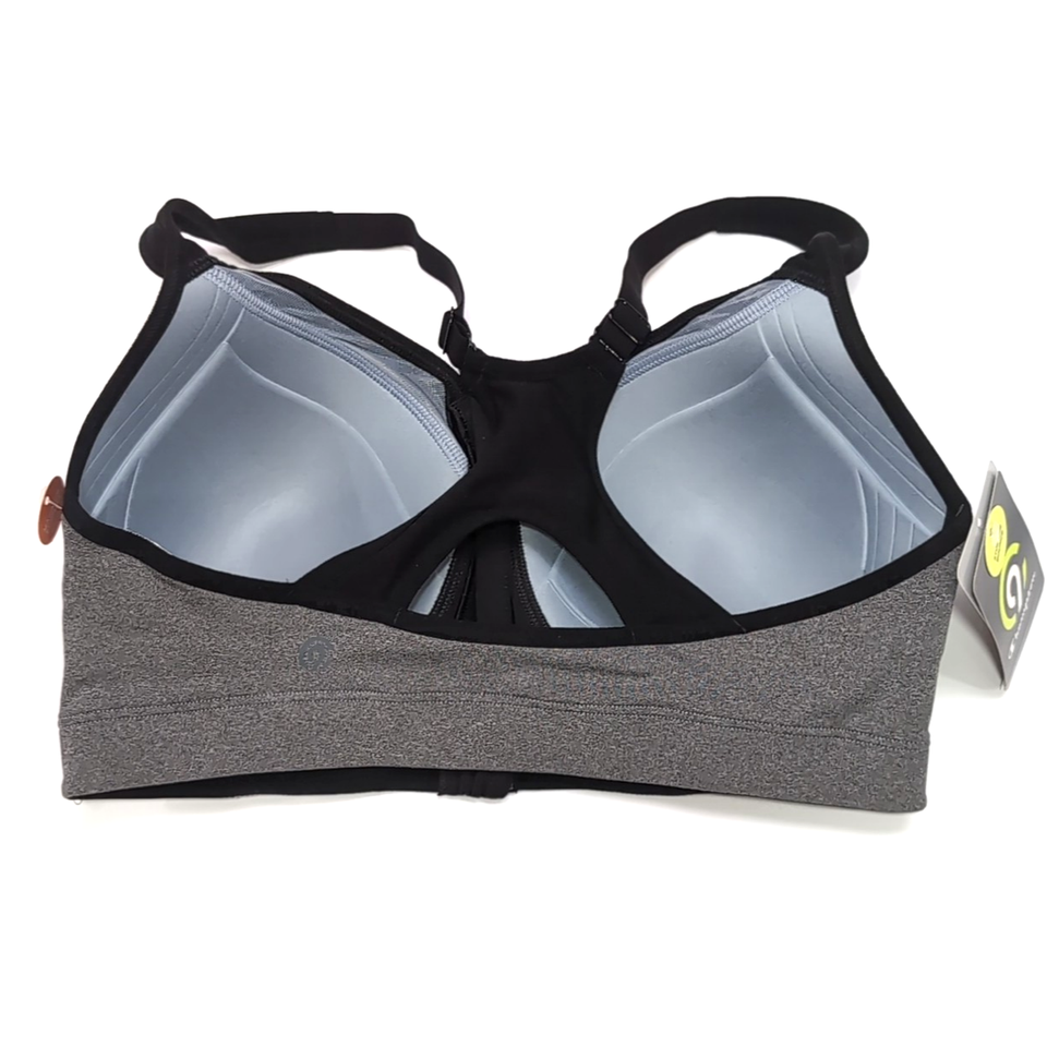 Champion Power Shape Max Sports Bra 36D Gray Black Front Zip Racerback ...