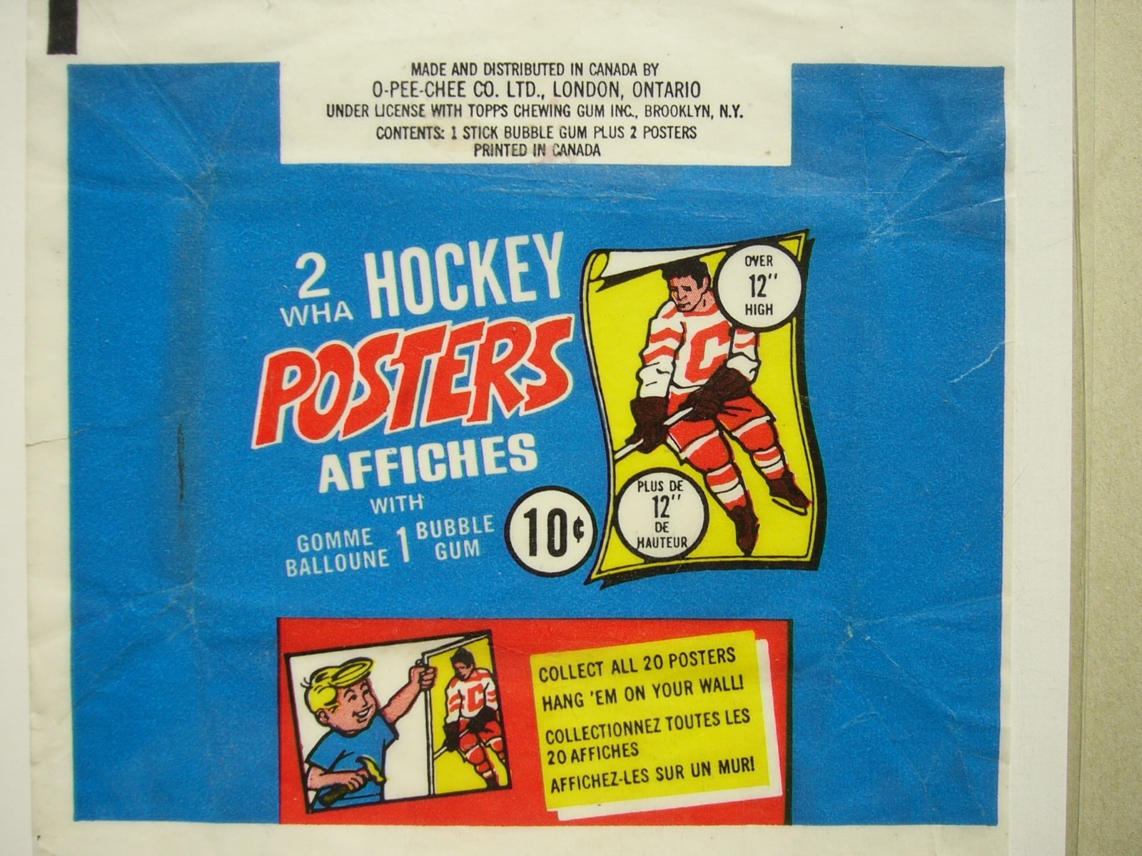 1973/74 O-PEE-CHEE WHA HOCKEY POSTER WAX PACK WRAPPER SHARP!! 73/74 OPC ...