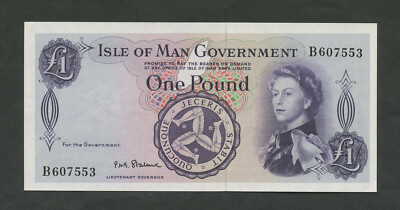 ISLE of MAN £1 note 1961 Stallard QEII Krause 25b Uncirculated World ...
