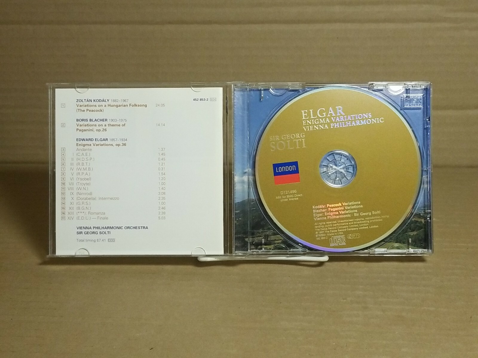 Elgar: Enigma Variations Solti Vienna Philharmonic Peacock Paganini (CD ...