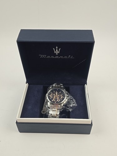 Maserati Successo Chronograph Blue Dial Rose Gold Strap Men's Watch ...