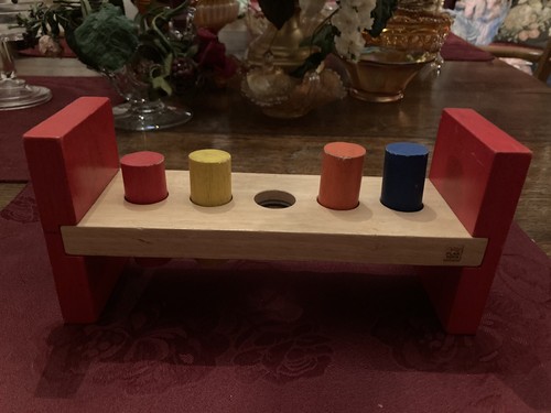 Plan Toy Wooden Hammering Block With 4 Round Wood Blocks to Hammer but ...